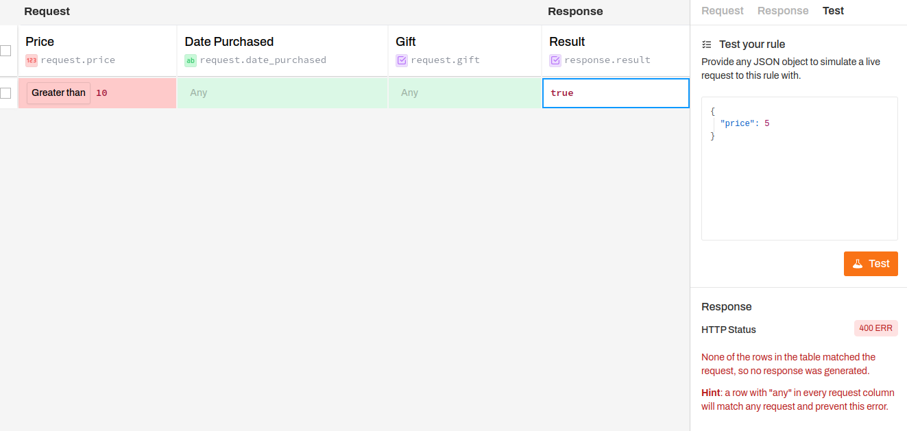 Build your first rule – User Guide – Rulebricks